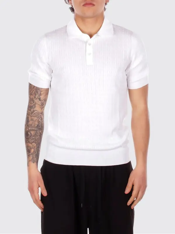 Tagliatore Cotton Knit Polo Shirt - White