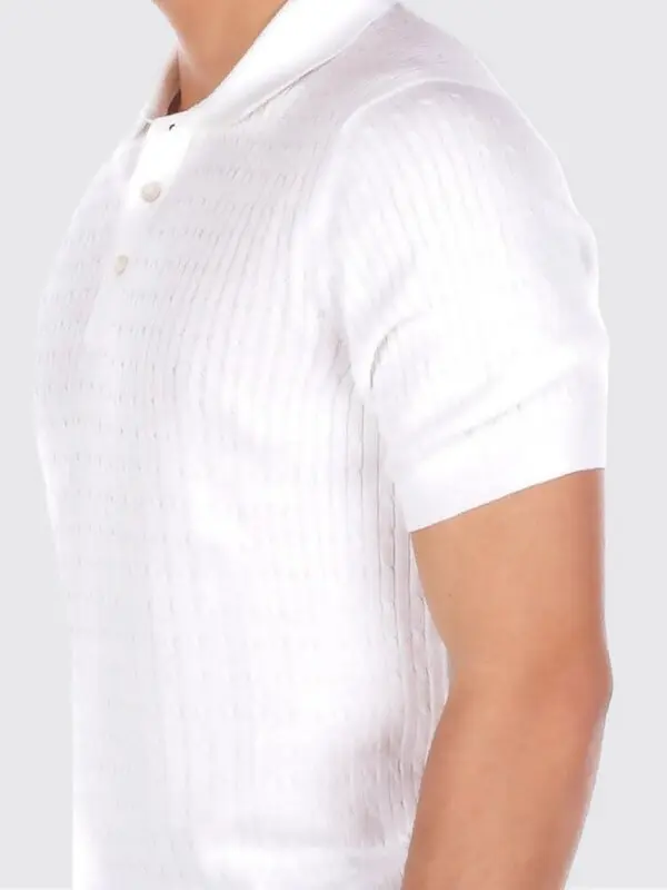 Tagliatore Cotton Knit Polo Shirt - White