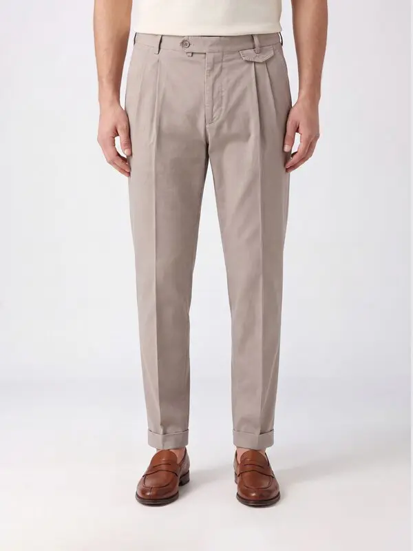 SANTANIELLO Cotton And Linen Tailored Trousers - Grey