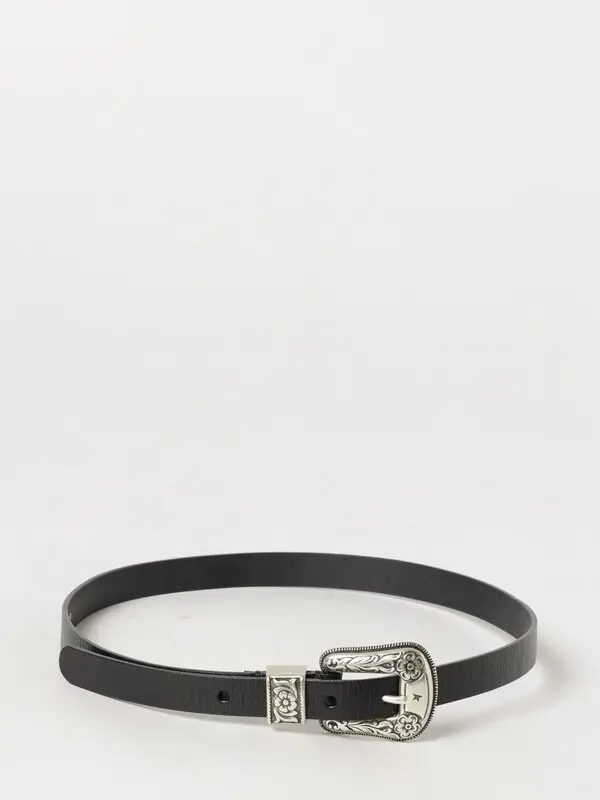 GOLDEN GOOSE Cowhide Leather Belt With Pin Buckle - Black