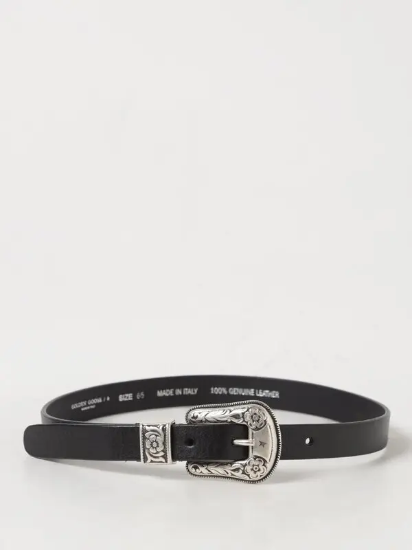 GOLDEN GOOSE Cowhide Leather Belt With Pin Buckle - Black