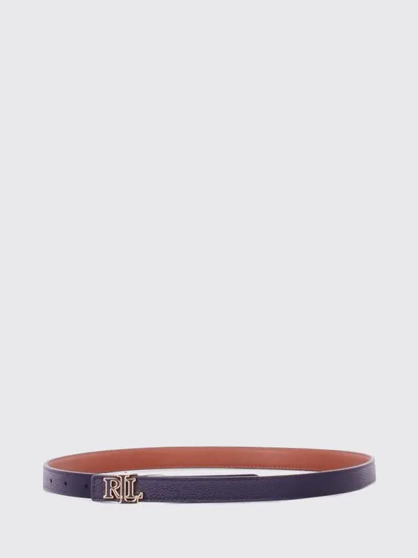 Ralph Lauren Leather Belt With Monogram Buckle - Blue