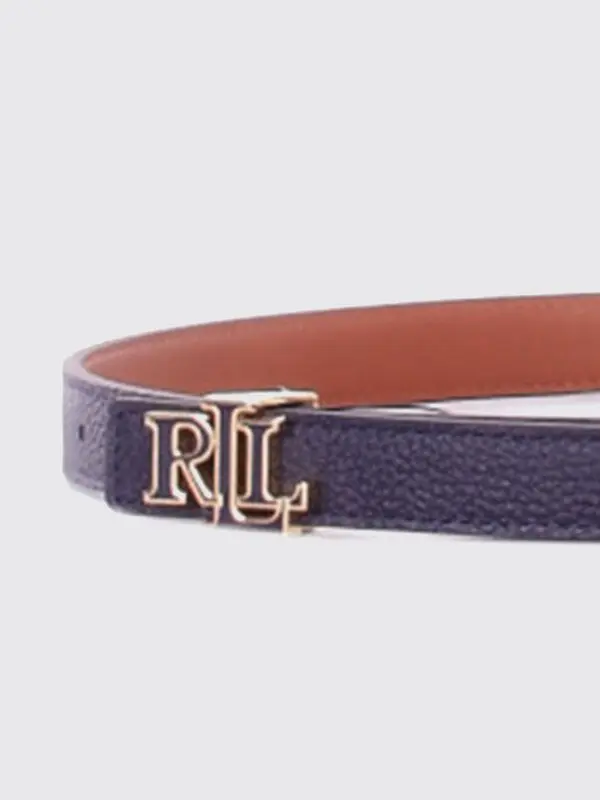 Ralph Lauren Leather Belt With Monogram Buckle - Blue