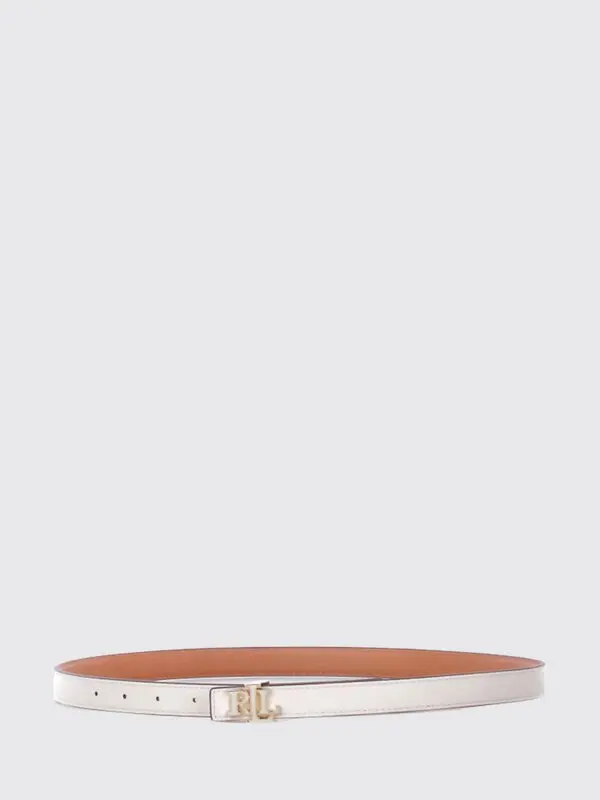 Ralph Lauren Leather Belt With Monogram Buckle - White