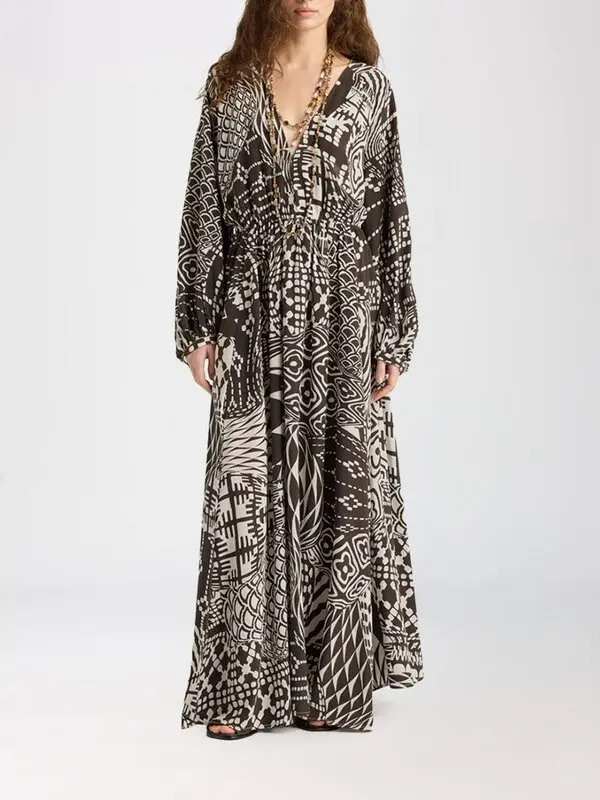 Momoni Printed Silk Kaftan Dress