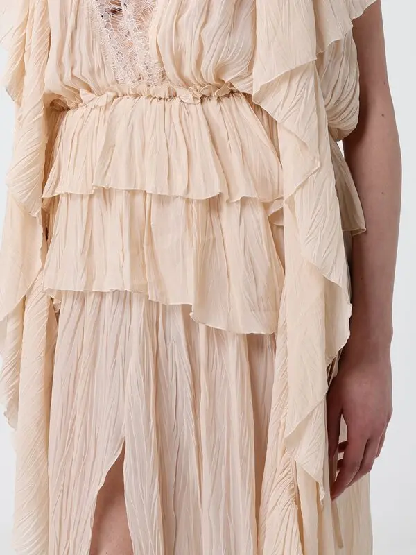 Blumarine Pleated Georgette Long Dress