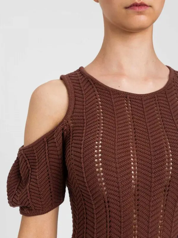 TWINSET Cotton Knit Dress With Fringes