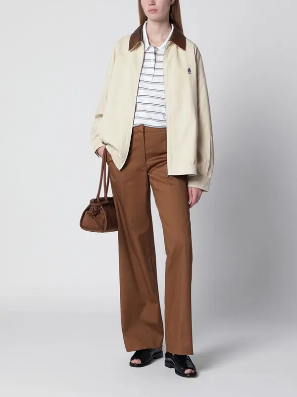 PT TORINO Stretch Cotton Palazzo Trousers - Beige