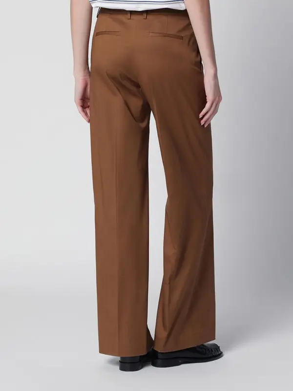 PT TORINO Stretch Cotton Palazzo Trousers - Beige