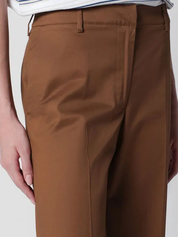PT TORINO Stretch Cotton Palazzo Trousers - Beige
