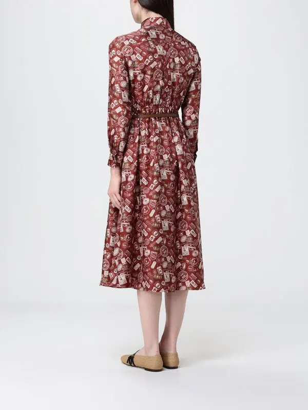 Max Mara Printed Silk Midi Dress With Belt