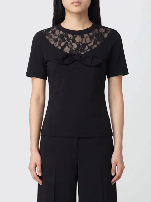 Nina Ricci Cotton And Lace Top With Bow Detail