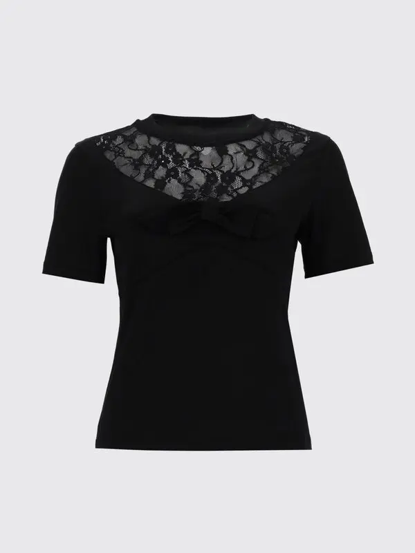 Nina Ricci Cotton And Lace Top With Bow Detail