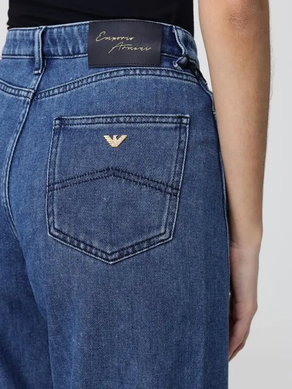 Emporio Armani Cotton Denim Wide Leg Jeans