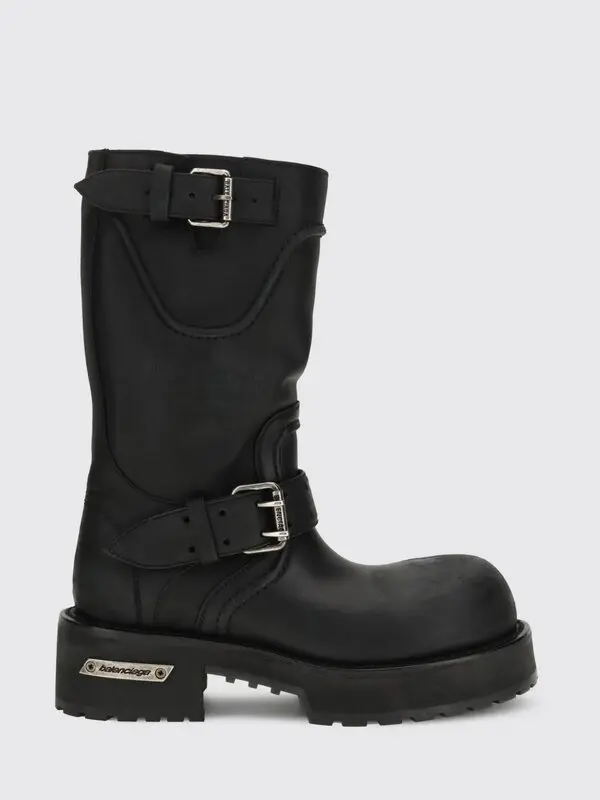 Balenciaga Buckled Leather Boots - Black
