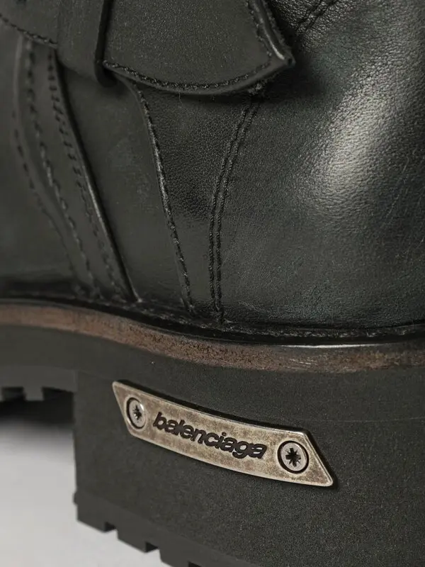 Balenciaga Calfskin Leather Buckled Mid-calf Boots