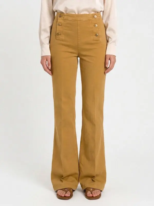 TWINSET Flared Stretch Cotton Trousers