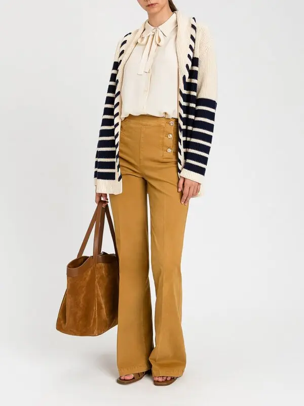 TWINSET Flared Stretch Cotton Trousers
