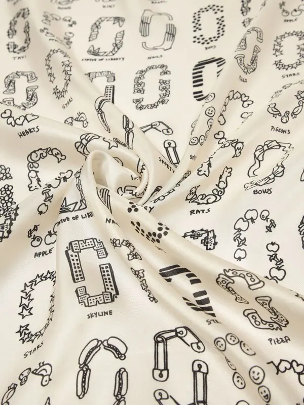 Marc Jacobs Monogram Print Silk Scarf