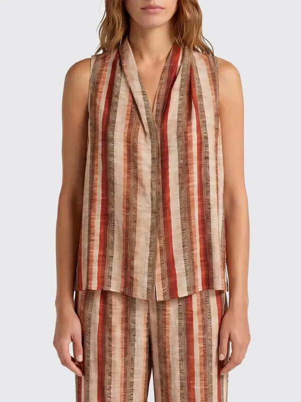 Momoni Sleeveless Silk Blouse With Striped Pattern