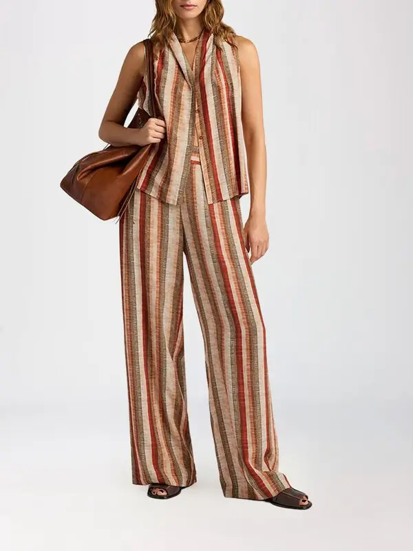 Momoni Sleeveless Silk Blouse With Striped Pattern