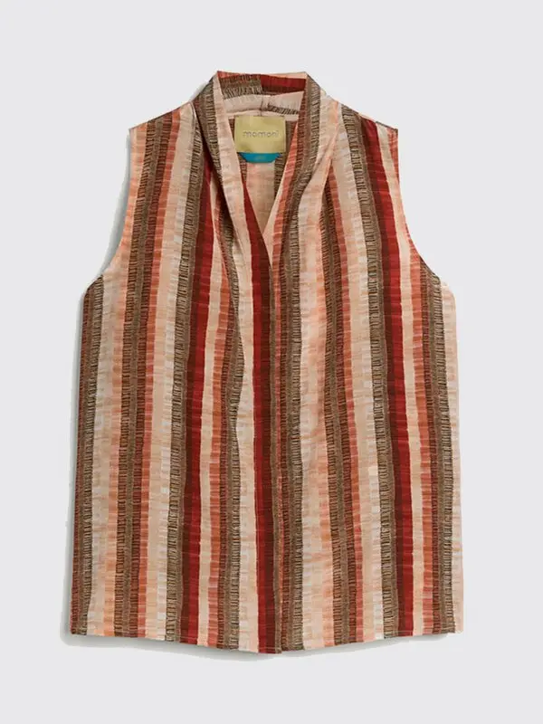 Momoni Sleeveless Silk Blouse With Striped Pattern