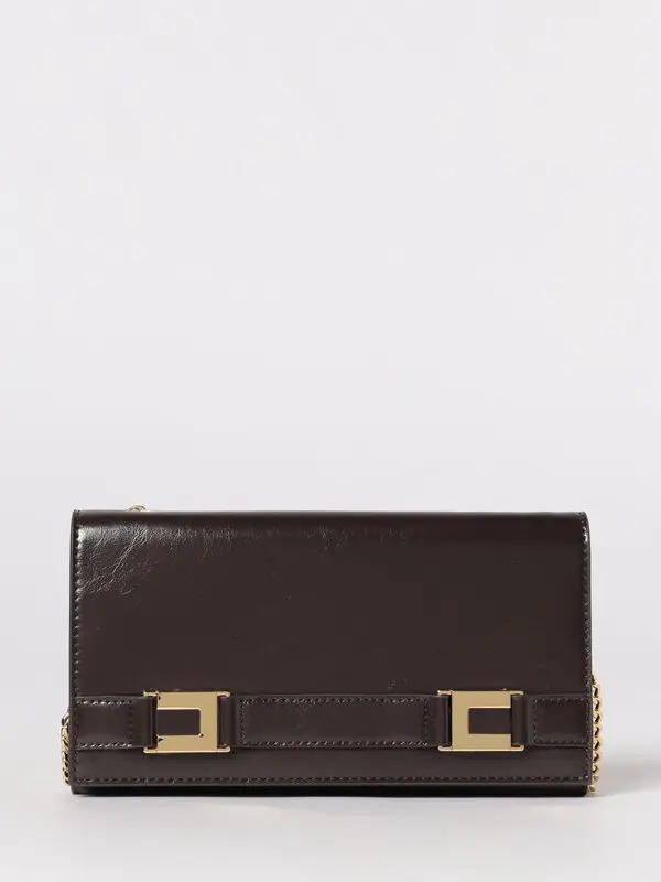 Elisabetta Franchi Faux Leather Wallet Bag - Cocoa