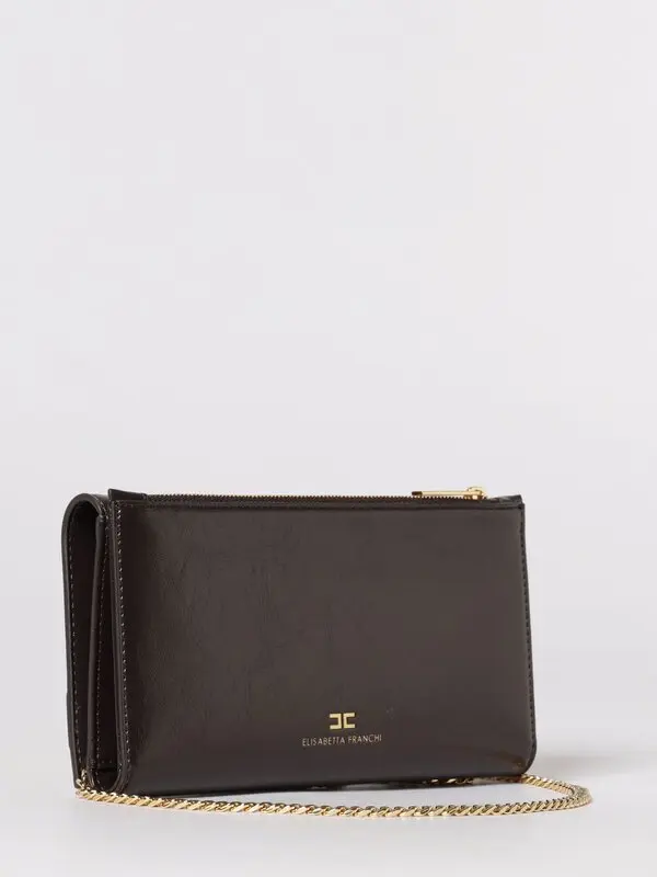 Elisabetta Franchi Faux Leather Wallet Bag - Cocoa