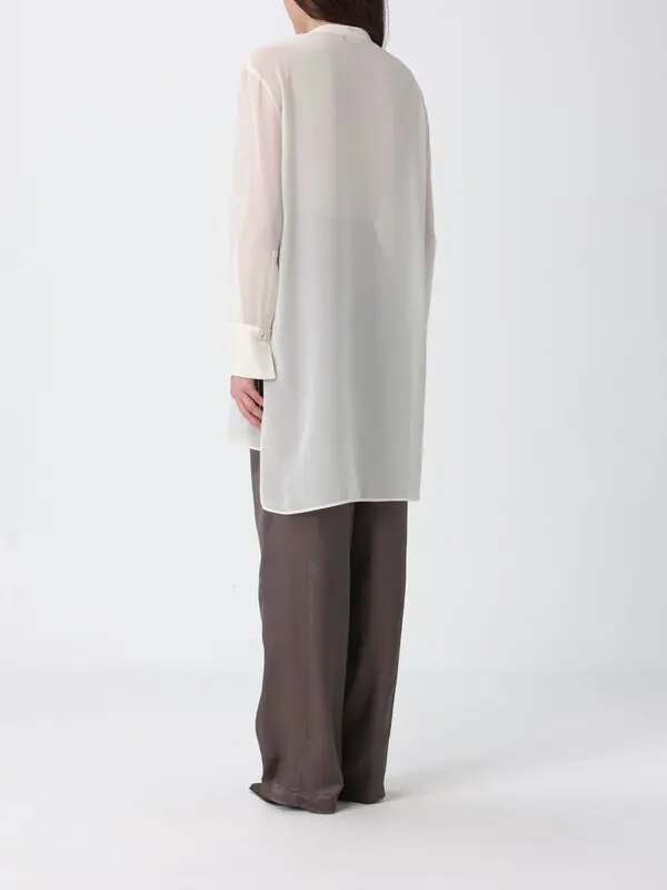 Emporio Armani Sheer Mandarin Collar Shirt - Ivory