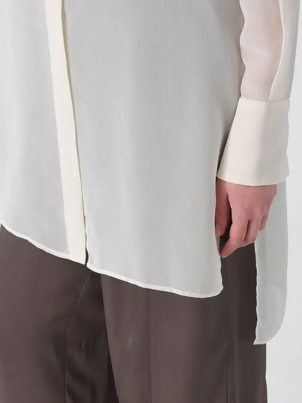 Emporio Armani Sheer Mandarin Collar Shirt - Ivory
