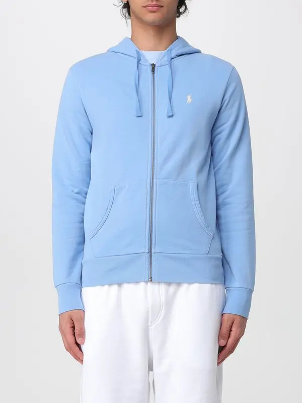 Polo Ralph Lauren Zip-up Hoodie With Embroidered Logo - Gnawed Blue