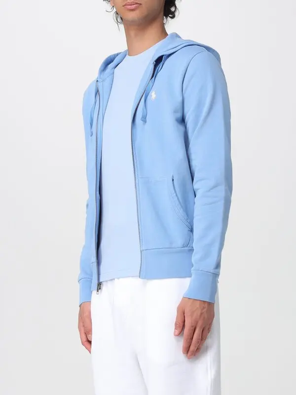 Polo Ralph Lauren Zip-up Hoodie With Embroidered Logo - Gnawed Blue