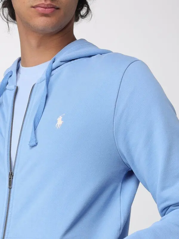 Polo Ralph Lauren Zip-up Hoodie With Embroidered Logo - Gnawed Blue