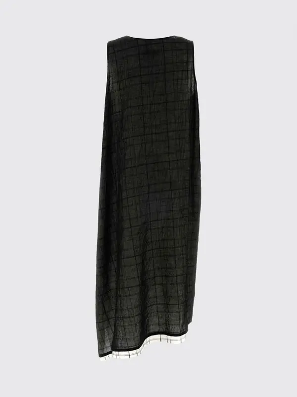 Y’s Asymmetrical Check Cotton And Linen-blend Midi Tunic