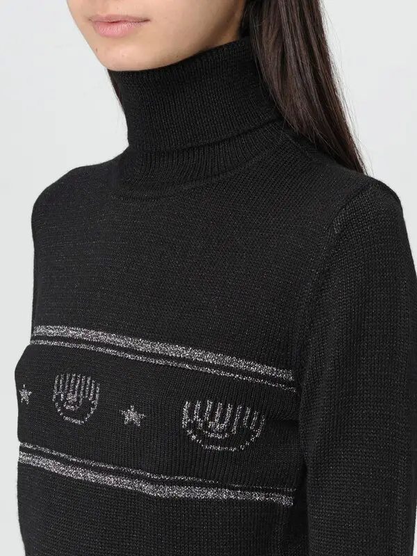 CHIARA FERRAGNI Embroidered Turtleneck Jumper - Black