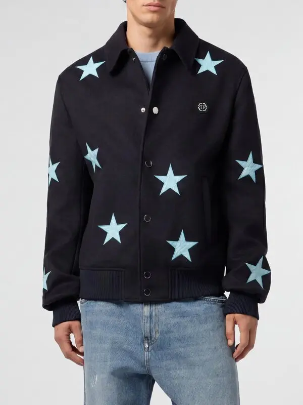 Philipp Plein Animalier And Star Print Wool Bomber Jacket