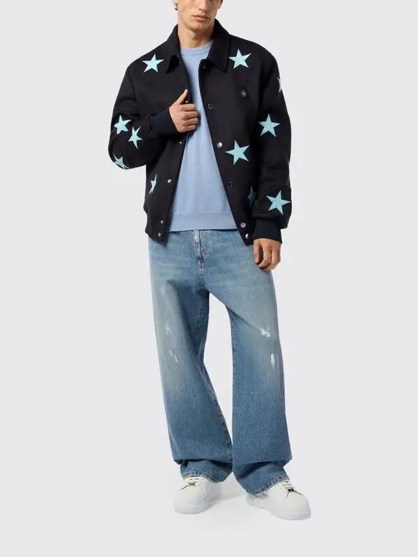 Philipp Plein Animalier And Star Print Wool Bomber Jacket
