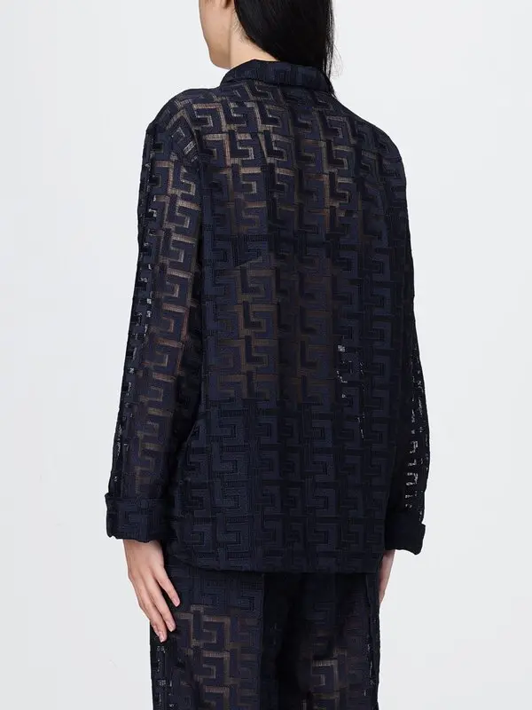 Liviana Conti Monogram Sheer Long Sleeve Shirt