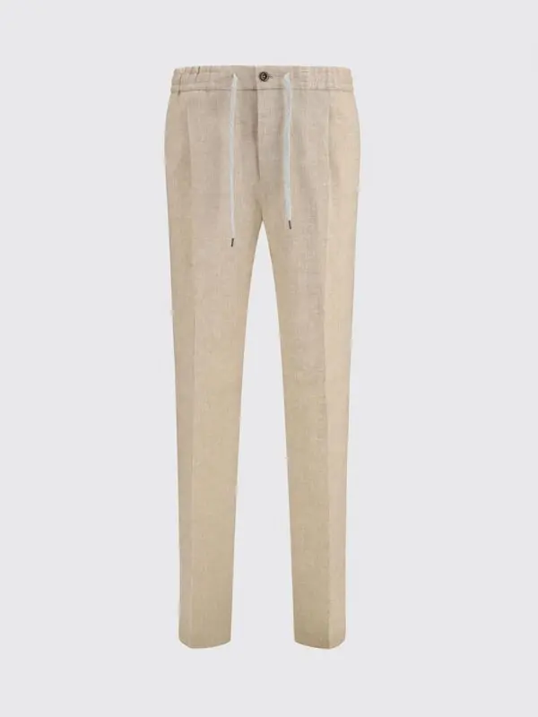 PT TORINO Linen Drawstring Trousers - Beige