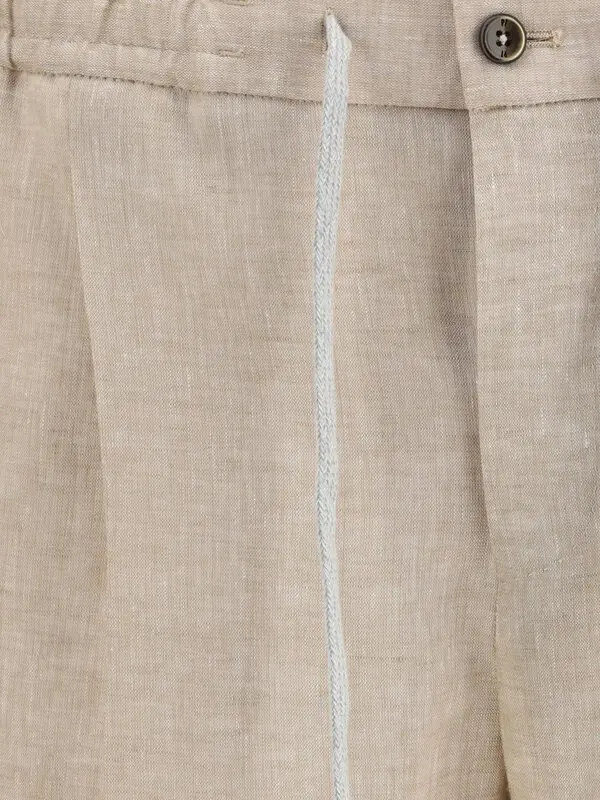 PT TORINO Linen Drawstring Trousers - Beige