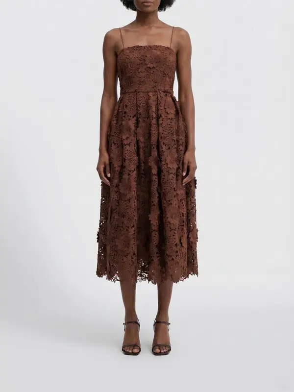 ROTATE BY BIRGER CHRISTENSEN Macramé Midi Dress