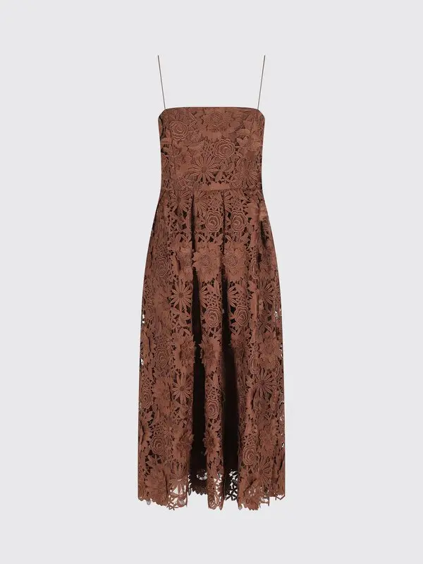ROTATE BY BIRGER CHRISTENSEN Macramé Midi Dress