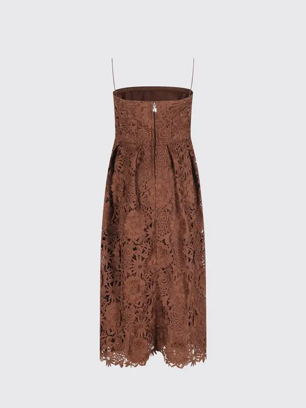 ROTATE BY BIRGER CHRISTENSEN Macramé Midi Dress