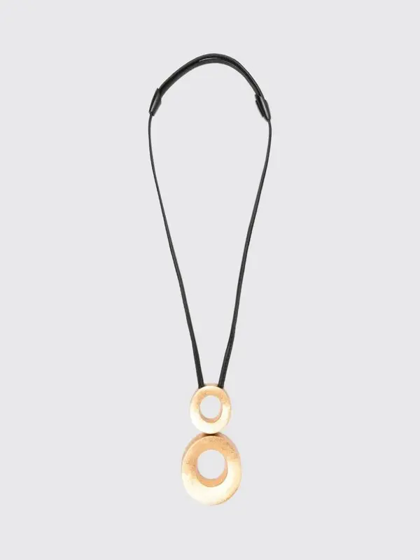MONIES Eska Gold Chromed Wood And Leather Necklace - Multicolor