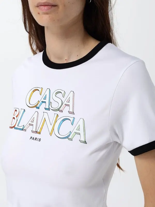 Casablanca Cropped Graphic Print Organic Cotton T-shirt