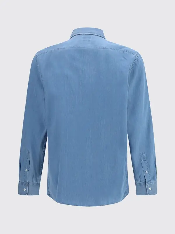 Brunello Cucinelli Slim Fit Cotton Shirt With French Collar - Blue