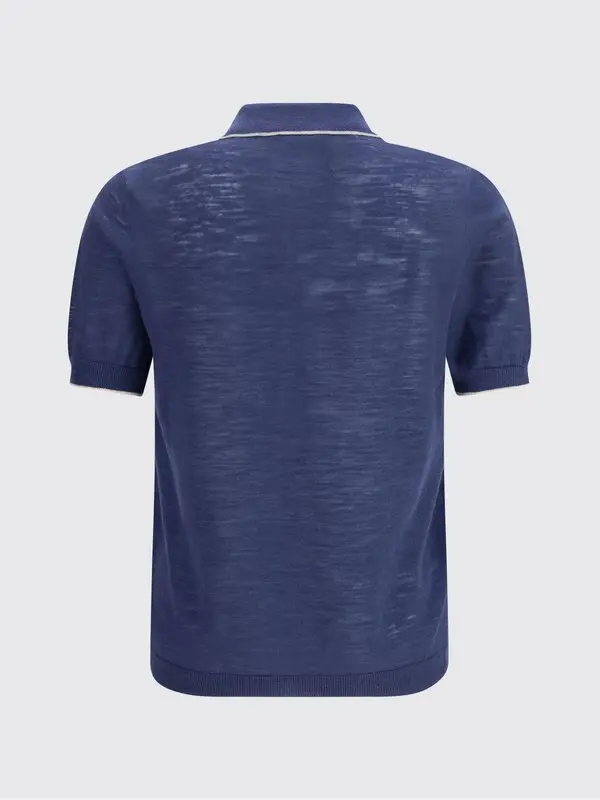 BROOKSFIELD Linen Blend Polo Shirt - Indigo