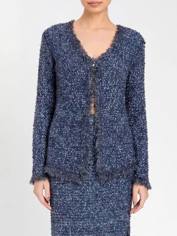 TWINSET Cotton Bouclé Jacket - Blue