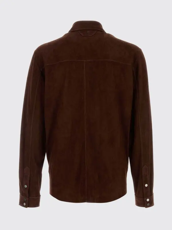 SALVATORE SANTORO Suede Leather Shirt Jacket With Patch Pockets