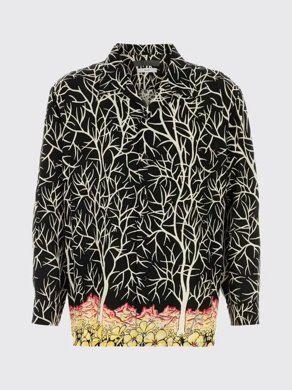 Y’s Relaxed Fit Shirt In Rayon With Abstract Print And Cuban Collar